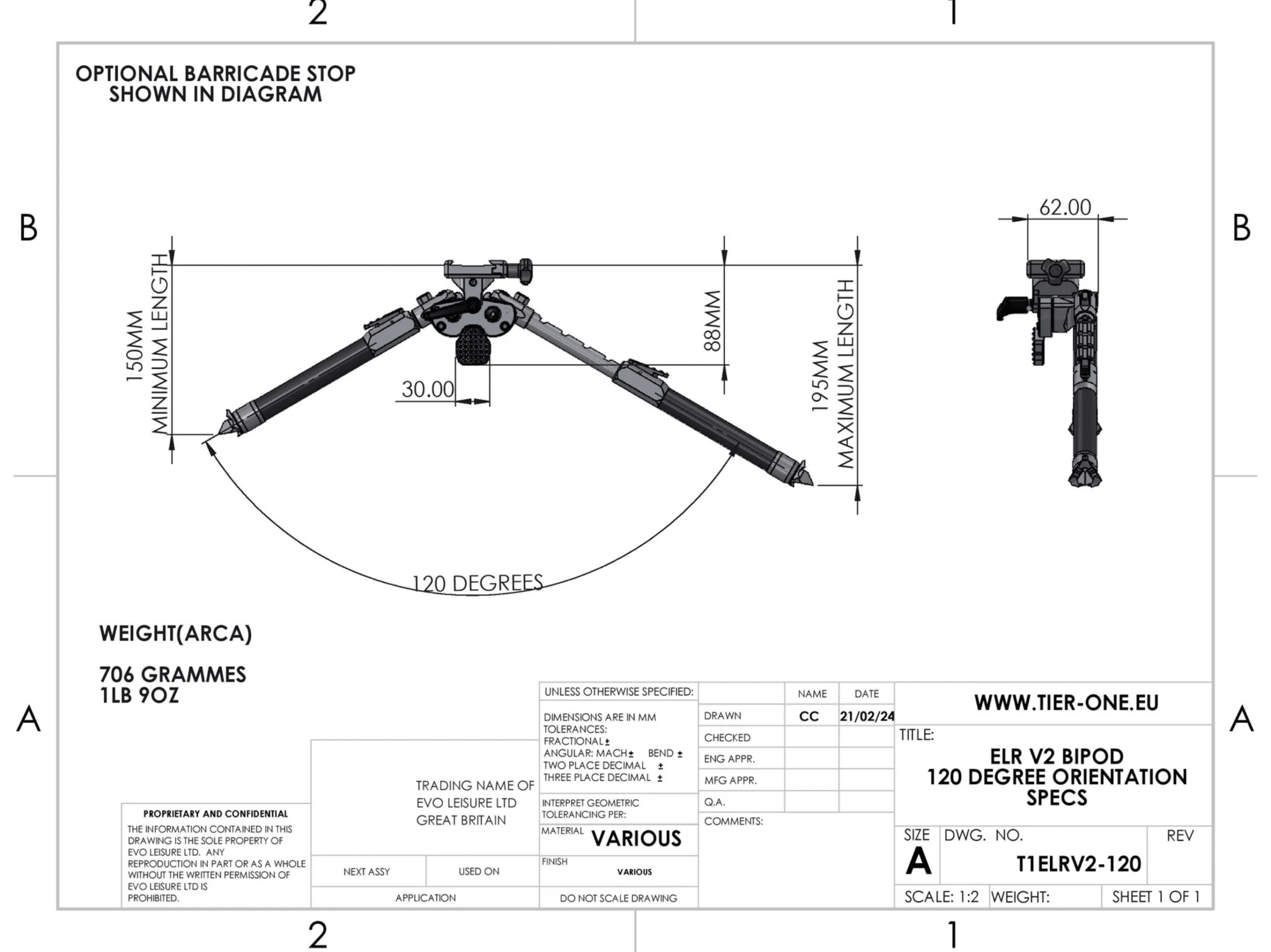 Tier One ELR Bipod V2 - Kurt Zimmermann Waffen AG